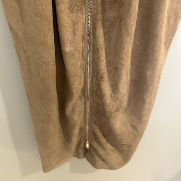 House of CB | Dresses | House Of Cb Suede Midi Dress V Neck Taupe Euc ...